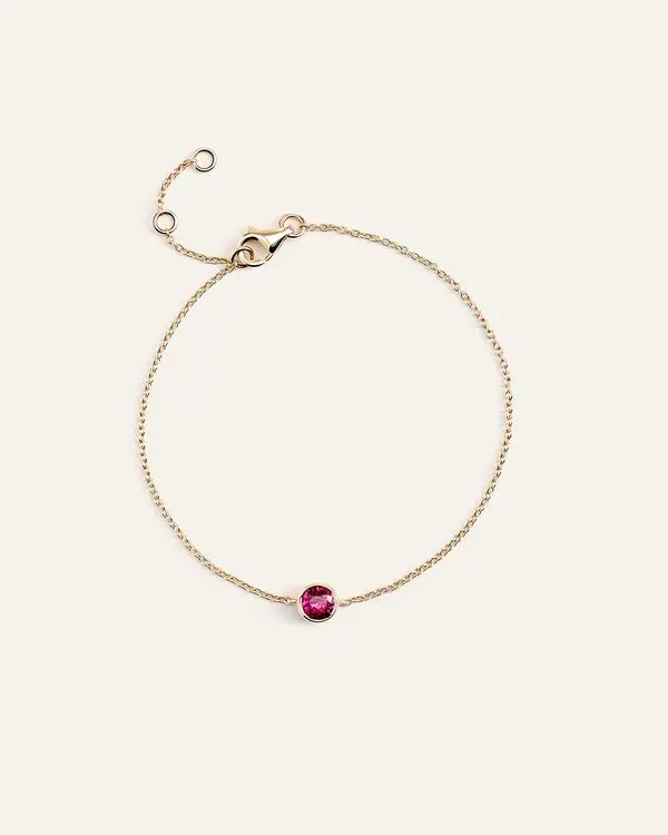 Quince 14k Gold Birthstone Solitaire Bezel Bracelet - Lab Grown Ruby