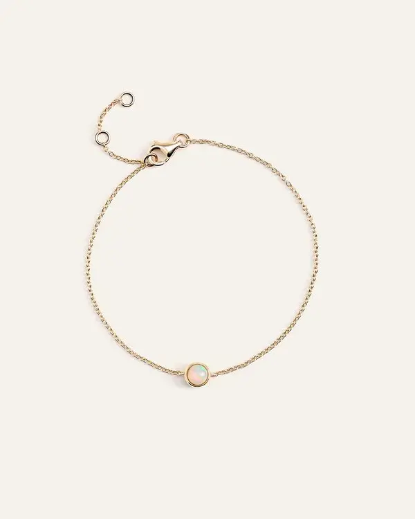 Quince 14k Gold Birthstone Solitaire Bezel Bracelet - Opal