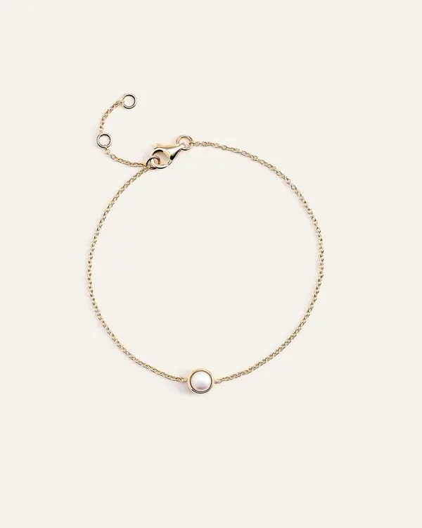 Quince 14k Gold Solitaire Bezel Birthstone Bracelet - Pearl