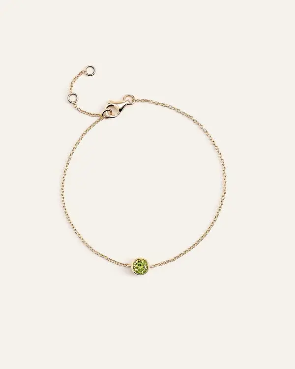 Quince 14k Gold Birthstone Solitaire Bezel Bracelet - Peridot