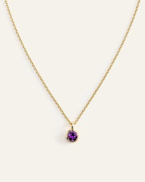 Quince 14k Gold Solitaire Bezel Pendant Necklace - Amethyst