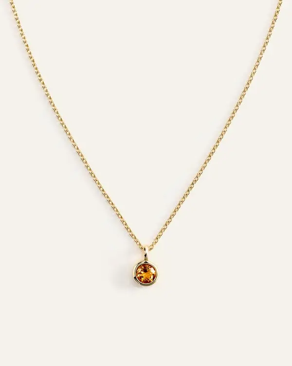 Quince 14k Gold Solitaire Bezel Pendant Necklace - Citrine