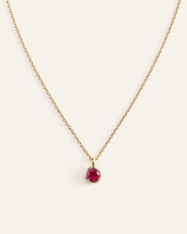 Quince 14k Gold Solitaire Bezel Pendant - Lab Grown Ruby