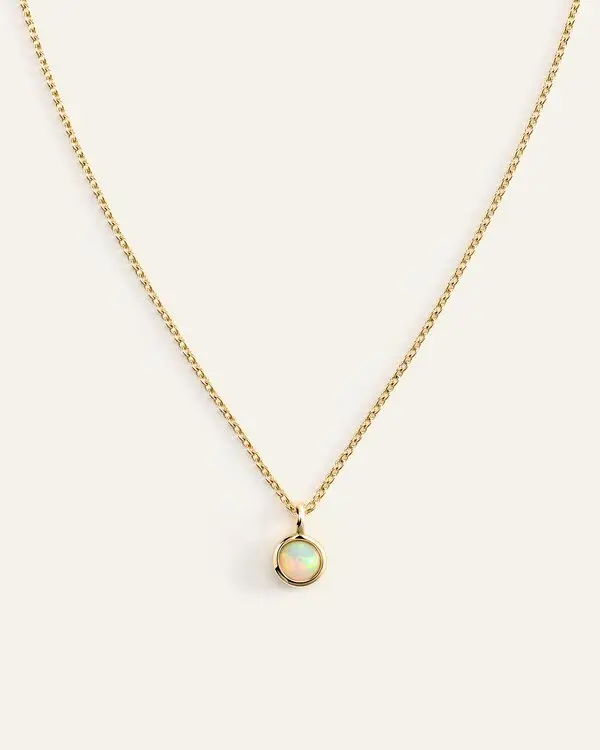 Quince 14k Gold Solitaire Bezel Pendant Necklace - Opal