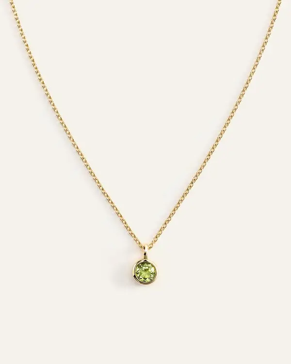 Quince 14k Gold Solitaire Bezel Pendant Necklace - Peridot