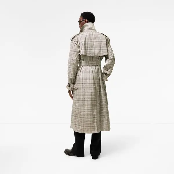 Burberry Long Check Nylon Cotton Hoxton Trench Coat