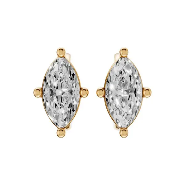 AYA FINE JEWELRY Josephine 2 Carat Igi Certified Marquise Cut Lab Grown Diamond Stud Earrings In Gold - Yellow