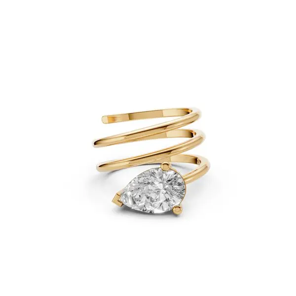 AYA FINE JEWELRY Thessaly Pear Cut Lab Grown Diamond Spiral Wrap Ring In Gold - Yellow