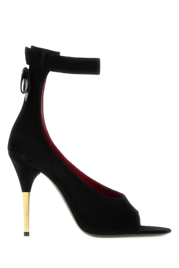 Valentino Garavani Suede Heeled Sandals With 10.5 Cm Heel - Black