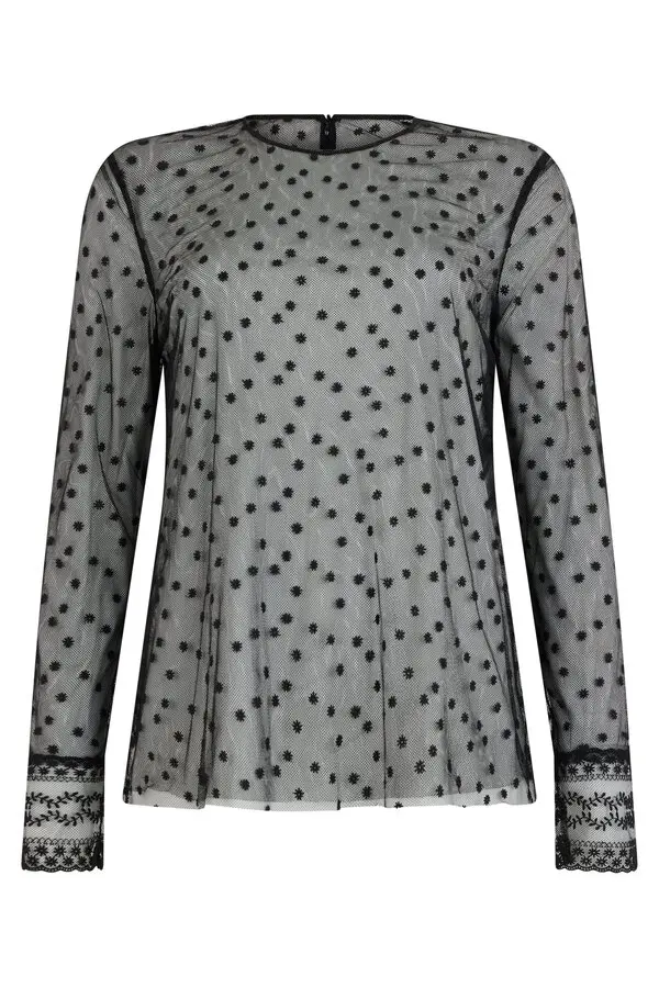 Alberta Ferretti Long Sleeve T-shirt With Elegant Sleeve Details - Black