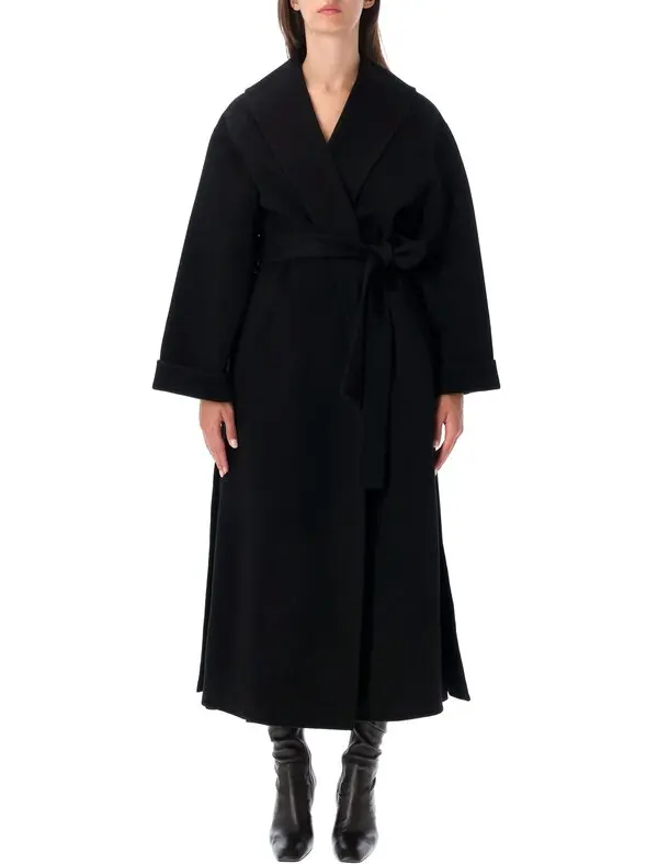 BY MALENE BIRGER Belted Wool Wrap Coat - Nero
