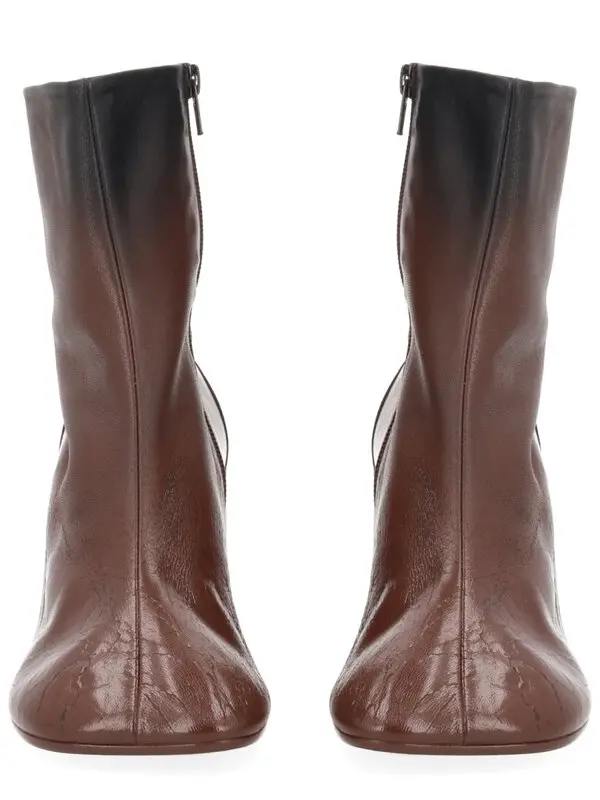 MAISON MARGIELA Leather Ankle Boots With Block Heel - Brown