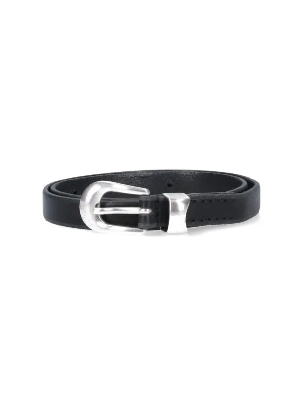 Our Legacy Leather Belt With Silver Buckle - Black