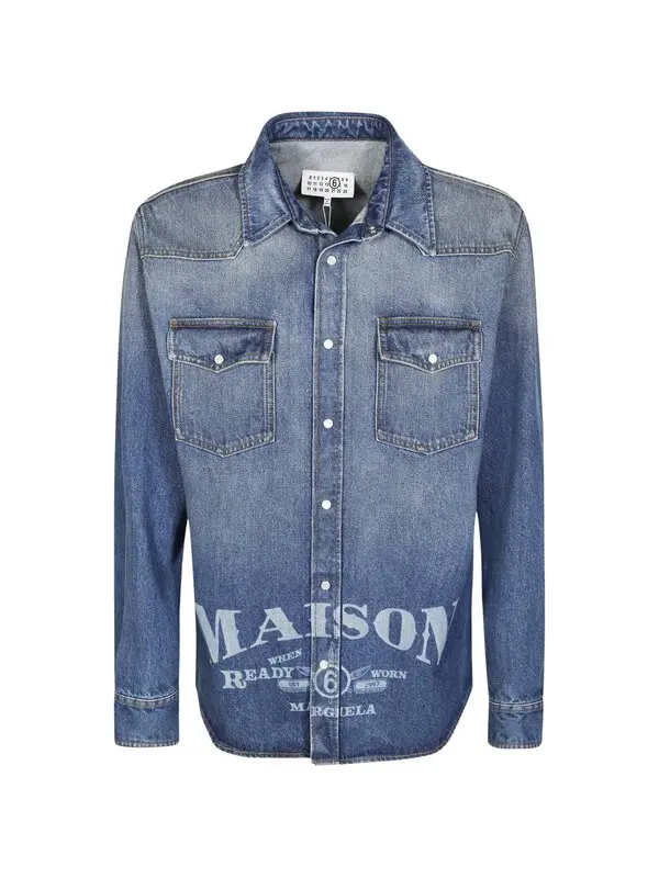 MAISON MARGIELA Denim Western Shirt With Snap Buttons And Chest Pockets - Denim Blue