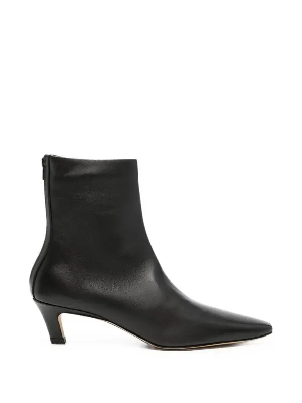 TOTEME Leather Heel Ankle Boots - Black