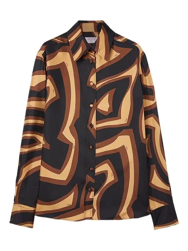 Emilio Pucci Labirinto Print Silk Twill Shirt - Black