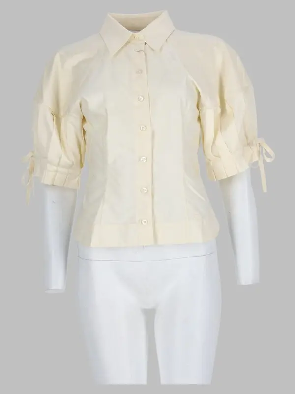 VIVIENNE WESTWOOD Shirt With Puff Sleeves And Tie Detail - Beige