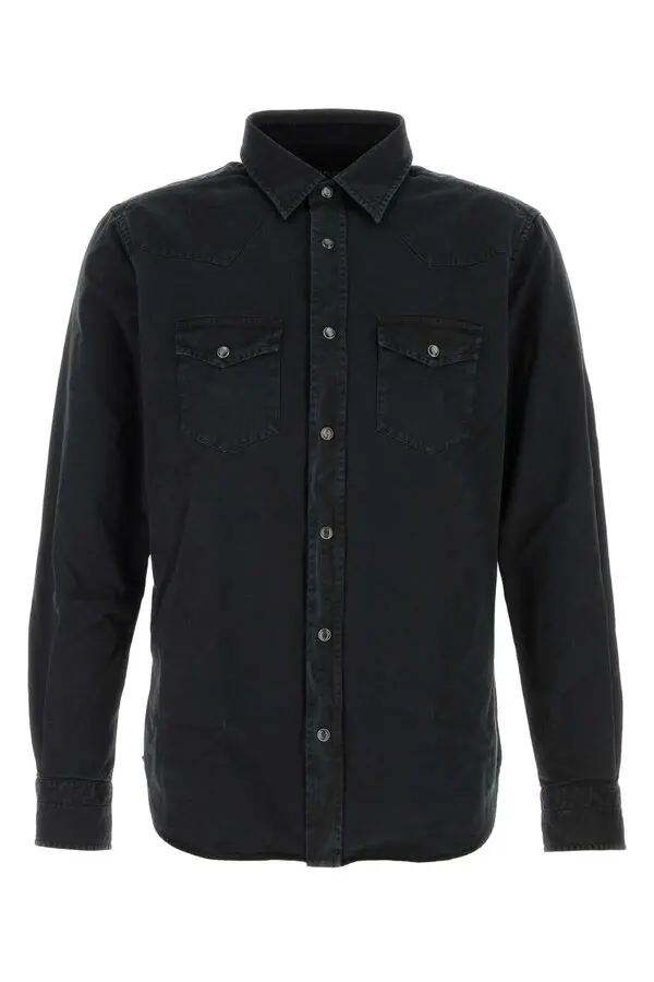 TOM FORD Peach Twill Slim Fit Western Shirt - Black