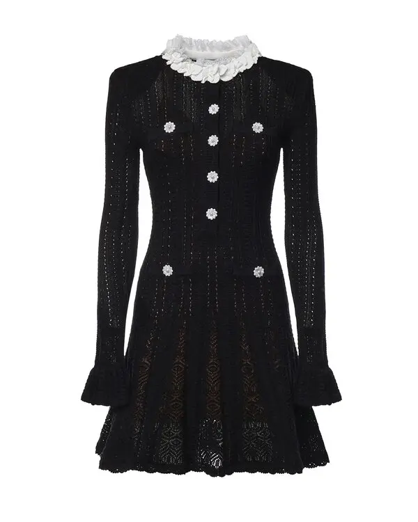 SELF-PORTRAIT Embroidered Lace Mini Dress - Black