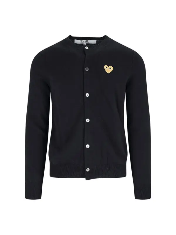 Play Comme Des Garcon 100% Wool Sweater With Heart Logo - Black
