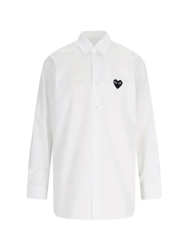 Play Comme Des Garcon Graphic Print Cotton Shirt - White