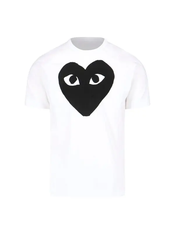 Play Comme Des Garcon Graphic Print Cotton Shirt - White