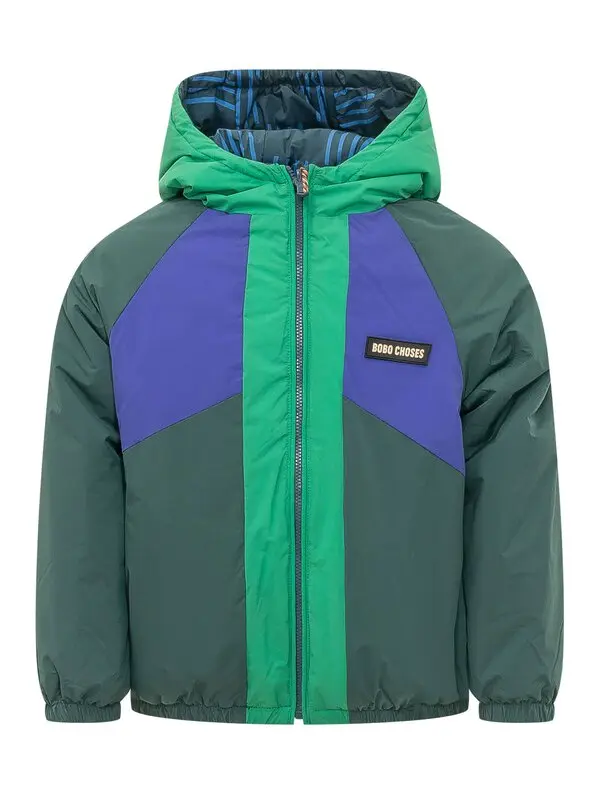 BOBO CHOSES Almost Moiré All-over Reversible Anorak Jacket - Navy