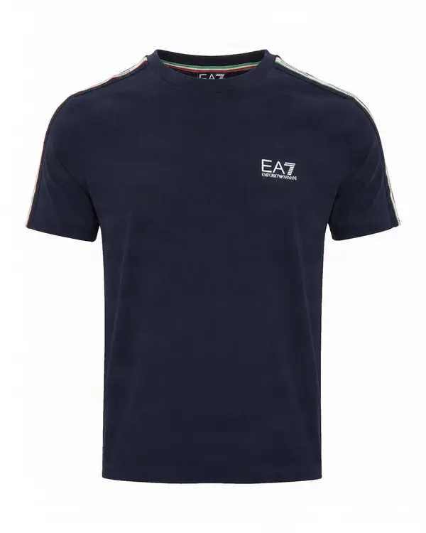 EA7 S Logo Trim Crewneck T-shirt - Armani Blue