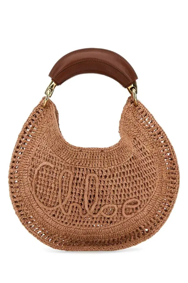 Chloé Antiqued Raffia Banana Handbag, 36cm W X 21.5cm H X 2cm D - Pink