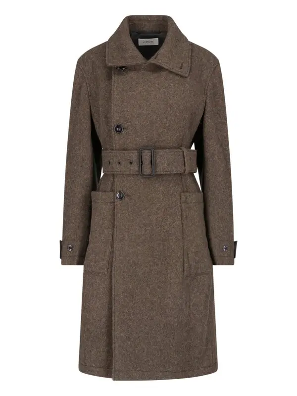 LEMAIRE Belted Wool-blend Wrap Coat - Brown