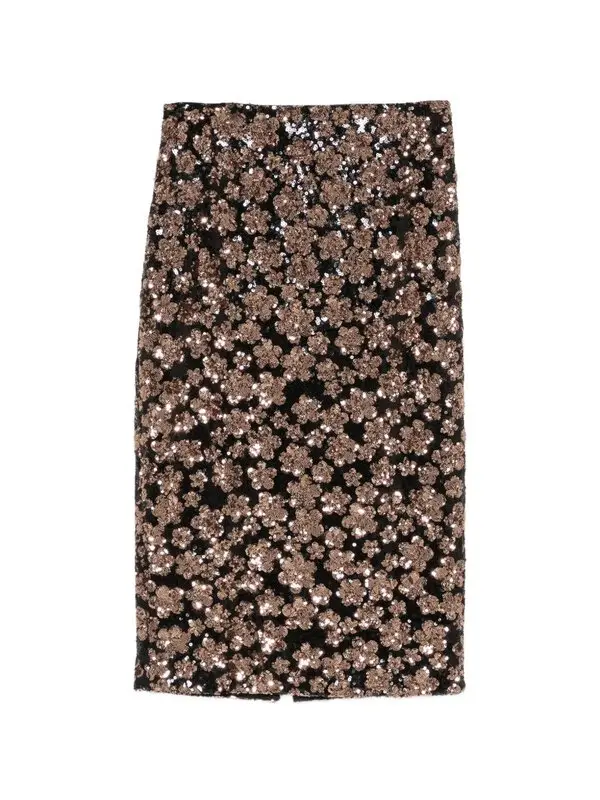 Max Mara Regular Fit Embroidered Tulle Mini Skirt - Nero