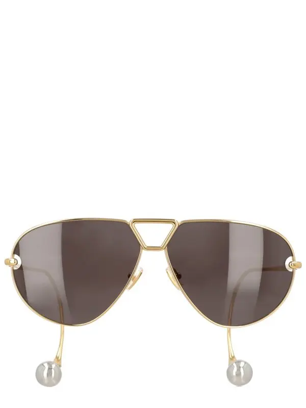 Bottega Veneta Aviator Drop Sunglasses For In 100% Metal - Gold