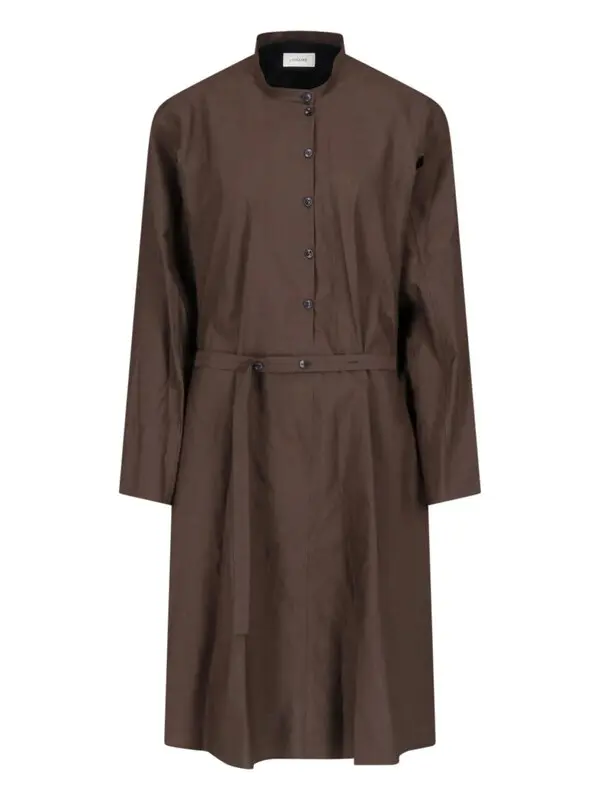 LEMAIRE Long-sleeve Belted Shirt Dress - Brown