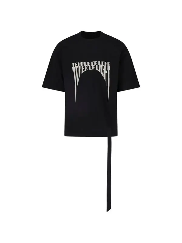 Rick Owens Crew Neck T-shirt With Front Print In 100% Cotton - Nero