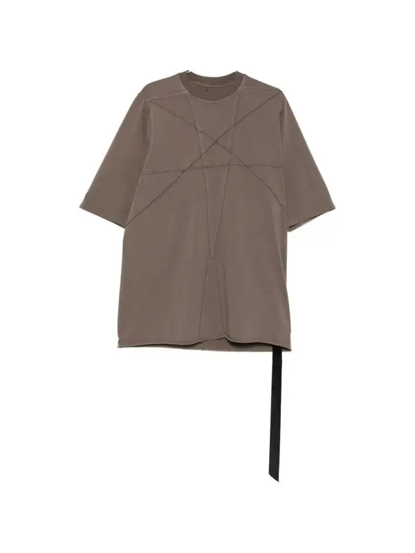 Rick Owens Oversized Cotton Crewneck Tee With Three-quarter Sleeves - Grigio