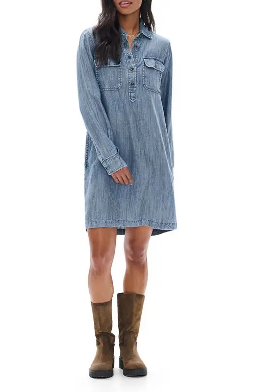 HATLEY Acid-washed Popover Dress - Blue