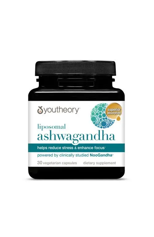 YOUTHEORY Liposomal Ashwagandha Stress Relief Mental Clarity Supplement 30 Capsule - None