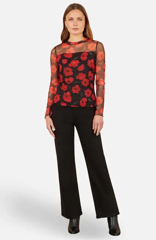 YUMI Poppy Sheer Mesh Long Sleeve Top