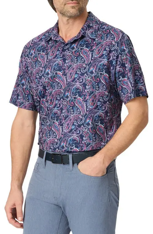 Robert Graham Brisco Paisley Performance Polo - Navy