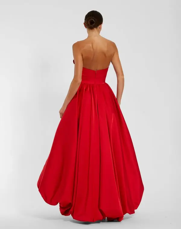 Mac Duggal Strapless Bubble Hem High Low Ball Gown