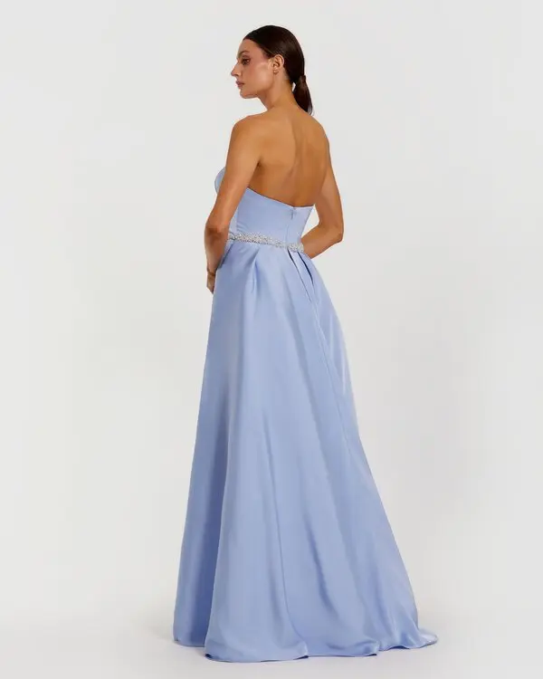 Mac Duggal Strapless Embellished Satin Gown With Overskirt