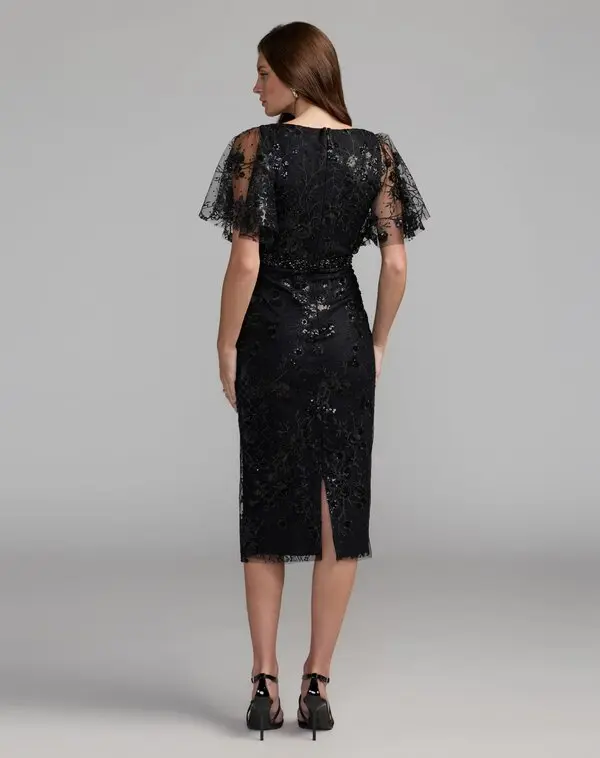 Mac Duggal Embellished Butterfly Sleeve Cocktail Dress