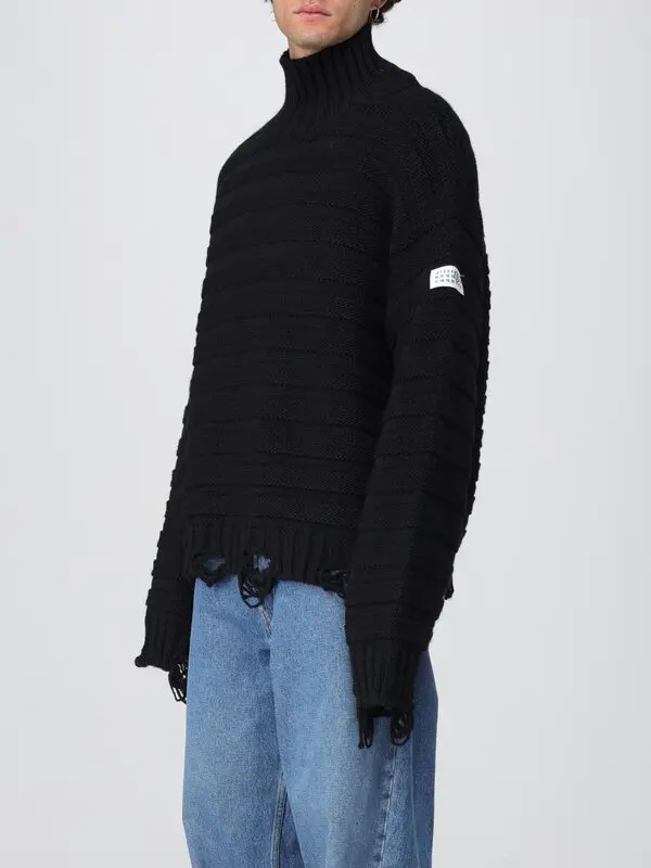 MAISON MARGIELA High Neck Distressed Knit Sweater