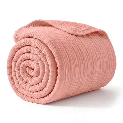 COMFY CUBS Muslin Large Throw Blanket50 X 70 Inches - Bold Blush