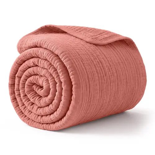 COMFY CUBS Muslin Large Throw Blanket50 X 70 Inches - Bold Blush
