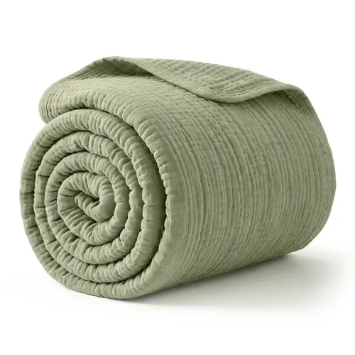 COMFY CUBS Muslin Large Throw Blanket50 X 70 Inches - Sage