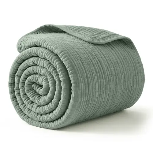 COMFY CUBS Muslin Large Throw Blanket50 X 70 Inches - Sage
