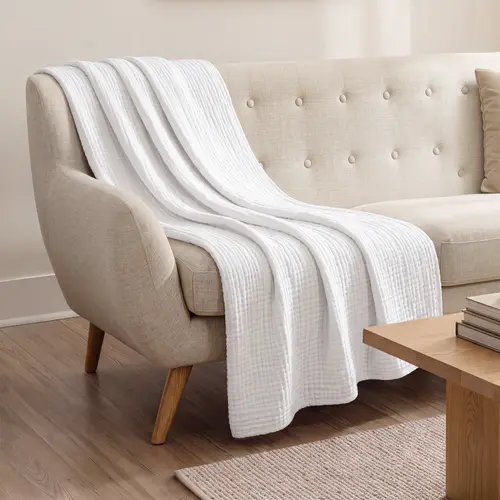 COMFY CUBS Muslin Large Throw Blanket50 X 70 Inches - White