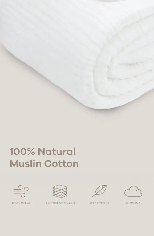 COMFY CUBS Muslin Large Throw Blanket50 X 70 Inches - White