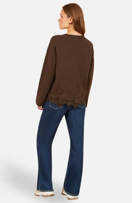 YUMI Relaxed Floral Lace Trim Jumper
